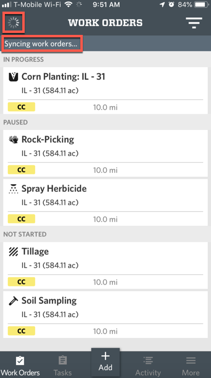 How do I sync the Traction Enterprise mobile app?